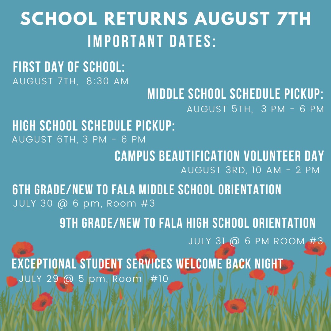 Back to School 2024-2025 Important Dates - Flagstaff Arts & Leadership ...
